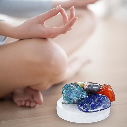 Om Zone Selenite Charging Plate for Cleansing Crystals & Healing Stones, Meditation, Reiki, Protection Crystals, Spiritual Gift (1, 3" Round)