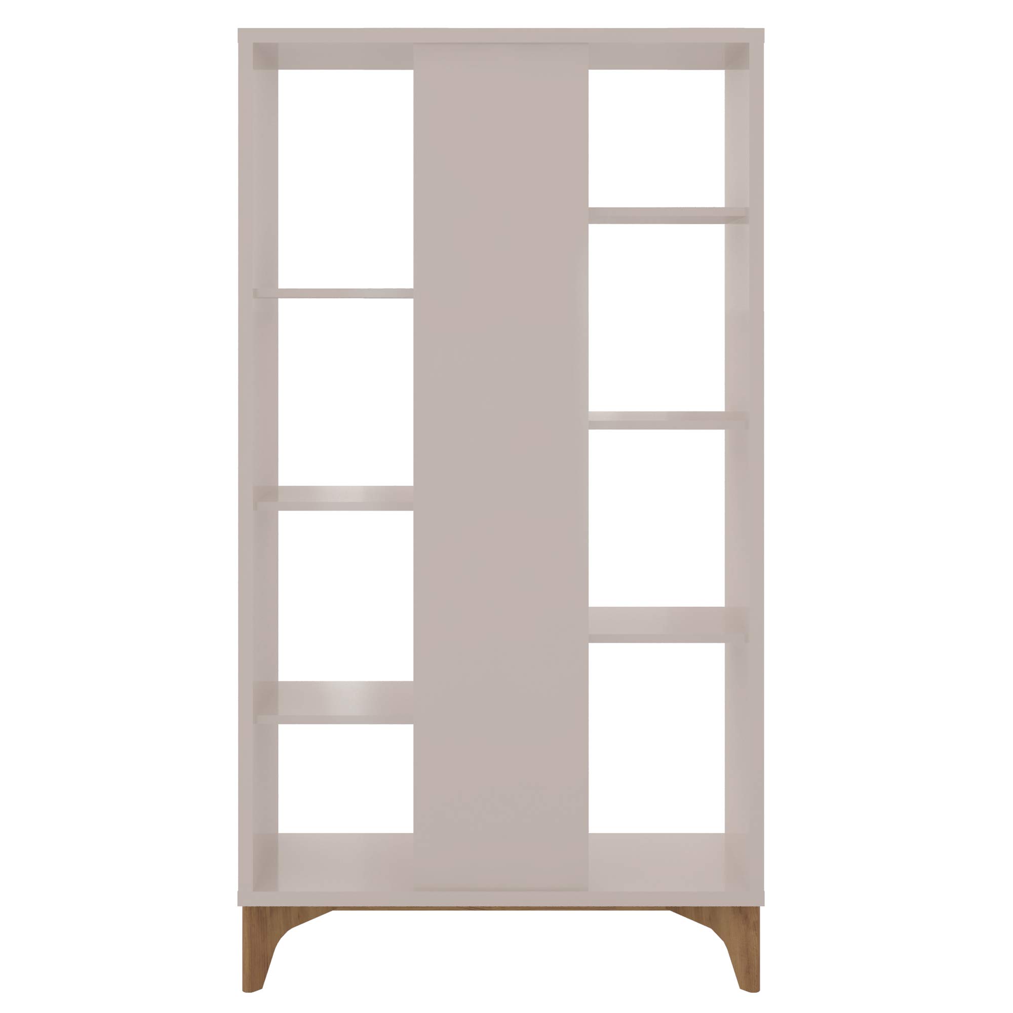 Manhattan Comfort Gowanus Modern Home Office 4 Shelves Geometric Bookcase, 35.43", Off White