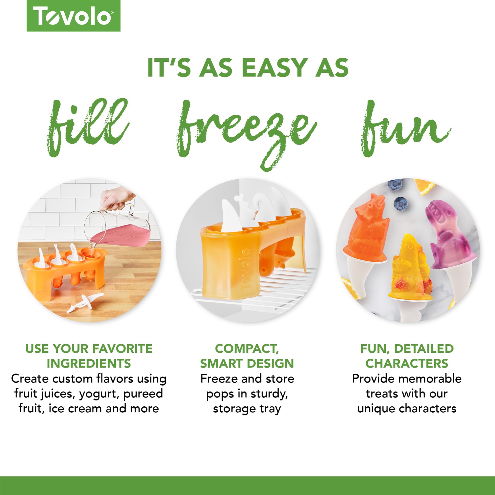 Tovolo Silicone Popsicle Molds with Sticks (Dino) - Ice Pop Molds with 4 Cavities for Homemade Flavored Ice Pops & Frozen Snacks - Popsicle Maker with Drip-Guards, Dishwasher Safe & BPA-Free