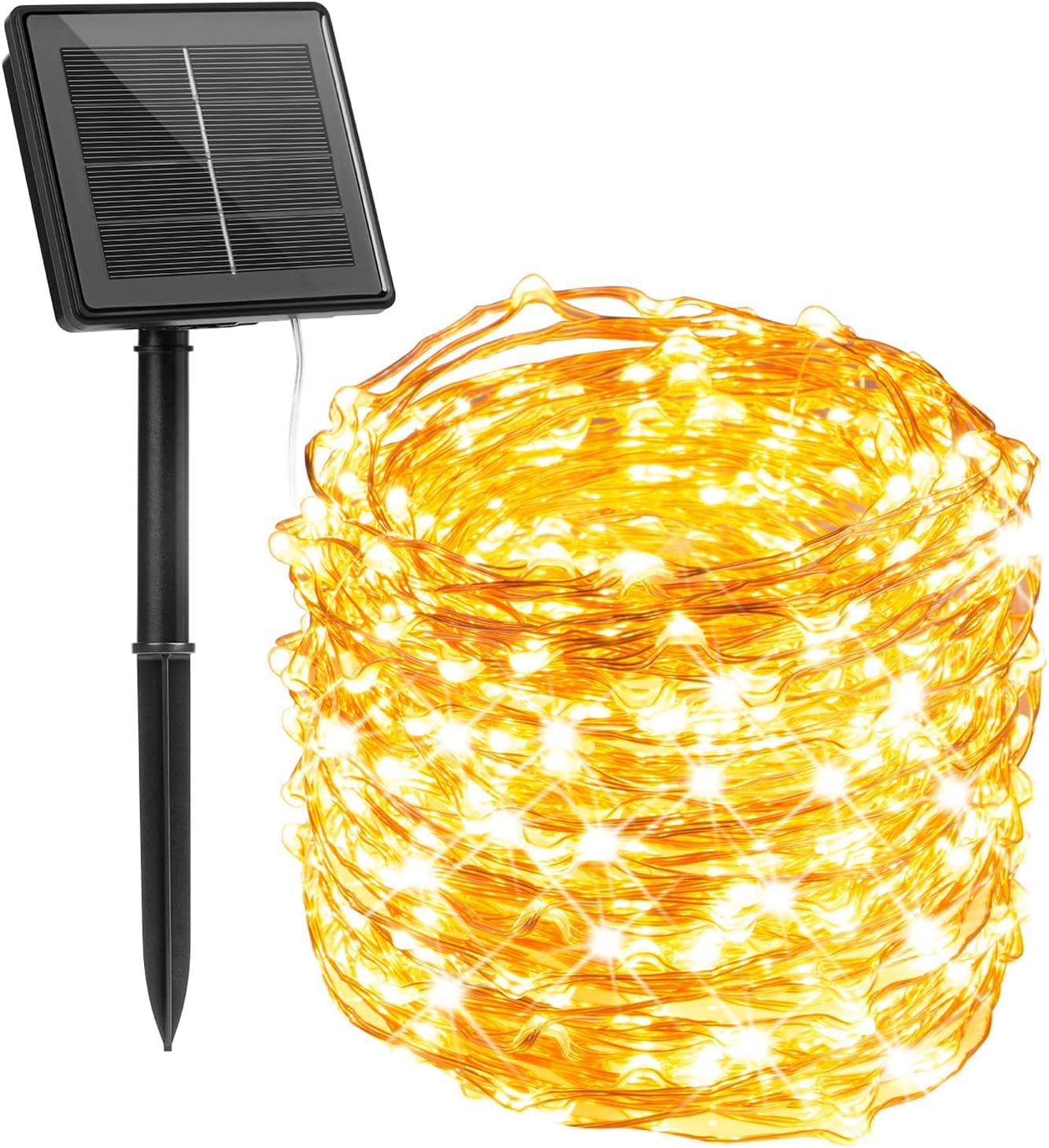 Minetom Solar String Lights, 4 Packs Total 132Ft 400 LED Solar Fairy Lights, Waterproof Solar Lights for Outside Patio Yard Tree Wedding Christmas, Warm White