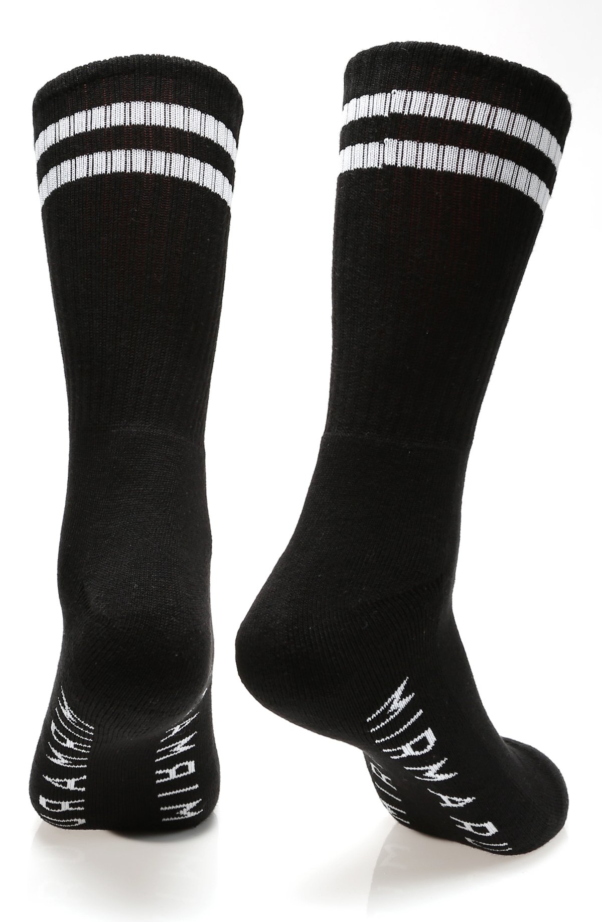 MIRMARU Men’s Performance Moisture Wicking Outdoor Athletic Sports Crew Socks with Cushioned Sole, Arch Support (Black-3Pairs)