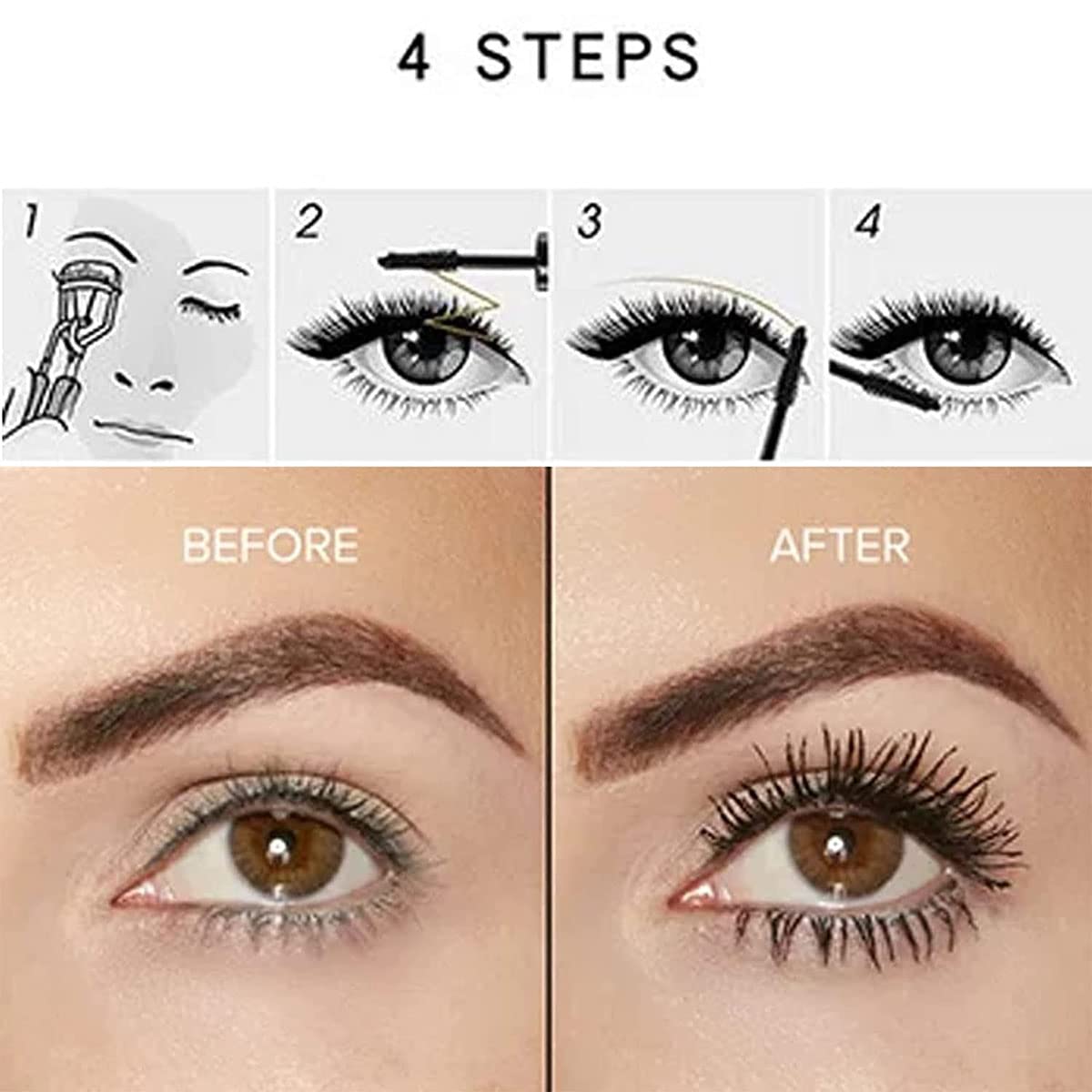 Metal Mascara Wand, Bristle Less Metal Mascara, Waterproof and Non-Smudged, Long-Lasting (Black)