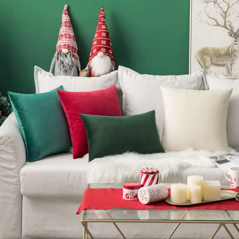 MIULEE Velvet Soft Soild Decorative Square Throw Pillow Cover Cushion Case for Spring Sofa Bedroom Car 12 x 20 Inch 30 x 50 Cm