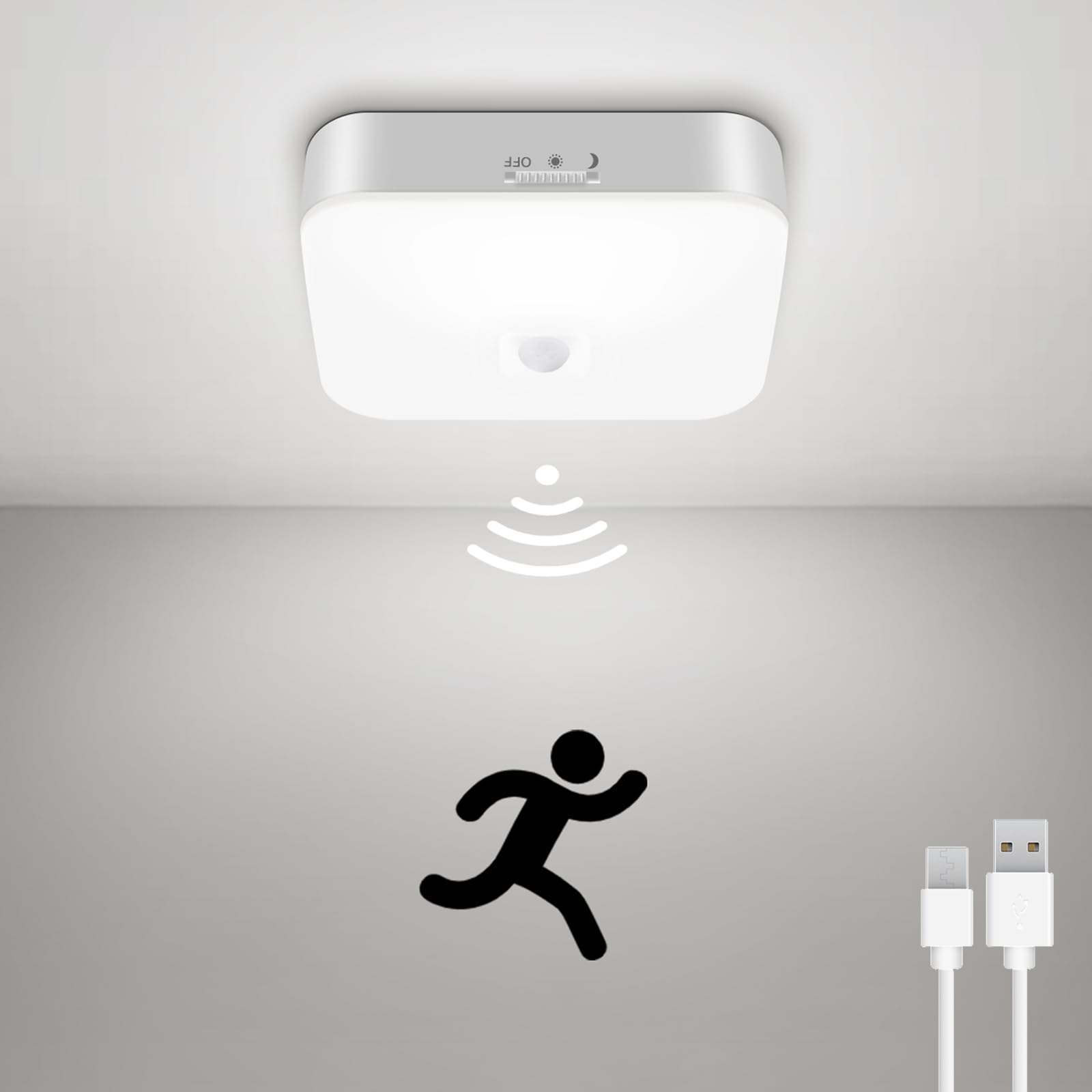 Moragin Rechargeable Motion Sensor Ceiling Lights: 6.4 inch Closet Lights Motion Sensored with 500LM, 5000K Wireless Battery