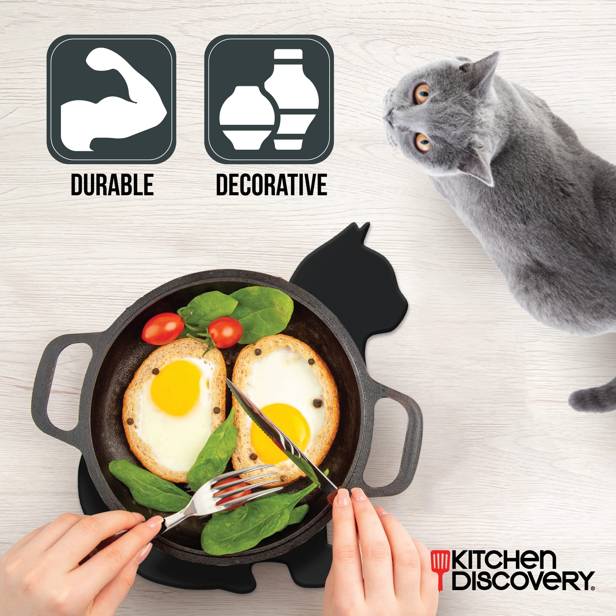 Silicone Cat Trivet – Kitchen Discovery – Protects Tables and Counters from Heat and Moisture. Fun for Those Who Love Cat Kitchen Accessories