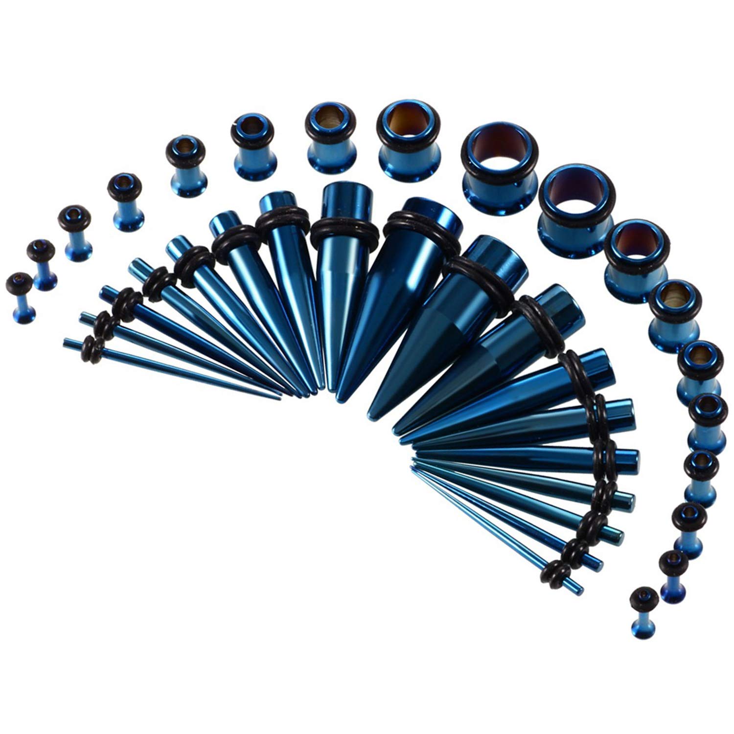 NASAMA 36 Pieces Ear Stretching Kit 14G-00G Stainless Steel Tunnel Plugs Tapers Piecing Set Body Piercing Jewelry (Black)
