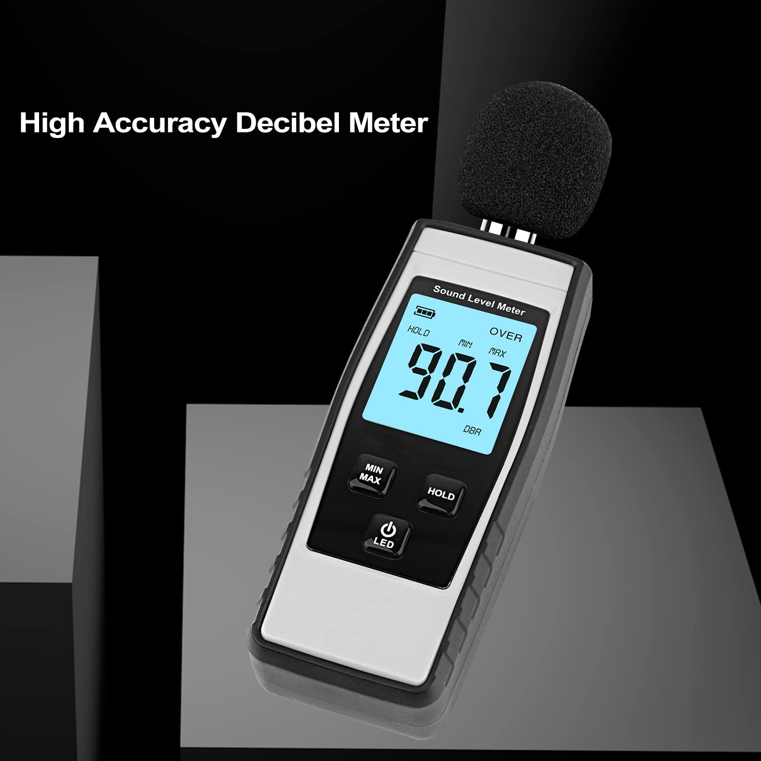 XinJiaYi Decibel Meter, Portable SPL Meter (Sound Pressure Level Meter), Digital Noise Meter, Range 30-130 dB(A) db Meter, Noise Volume Sound Monitoring Tester (Battery Included) Gray