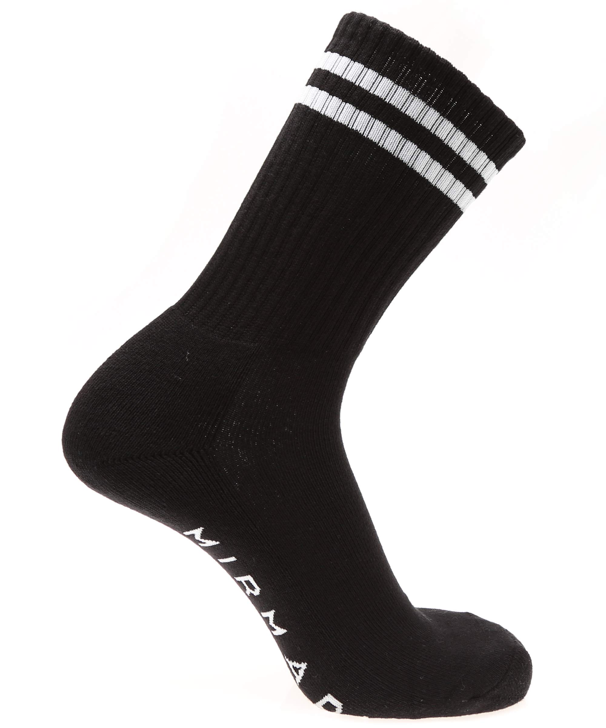 MIRMARU Men’s Performance Moisture Wicking Outdoor Athletic Sports Crew Socks with Cushioned Sole, Arch Support (Black-3Pairs)