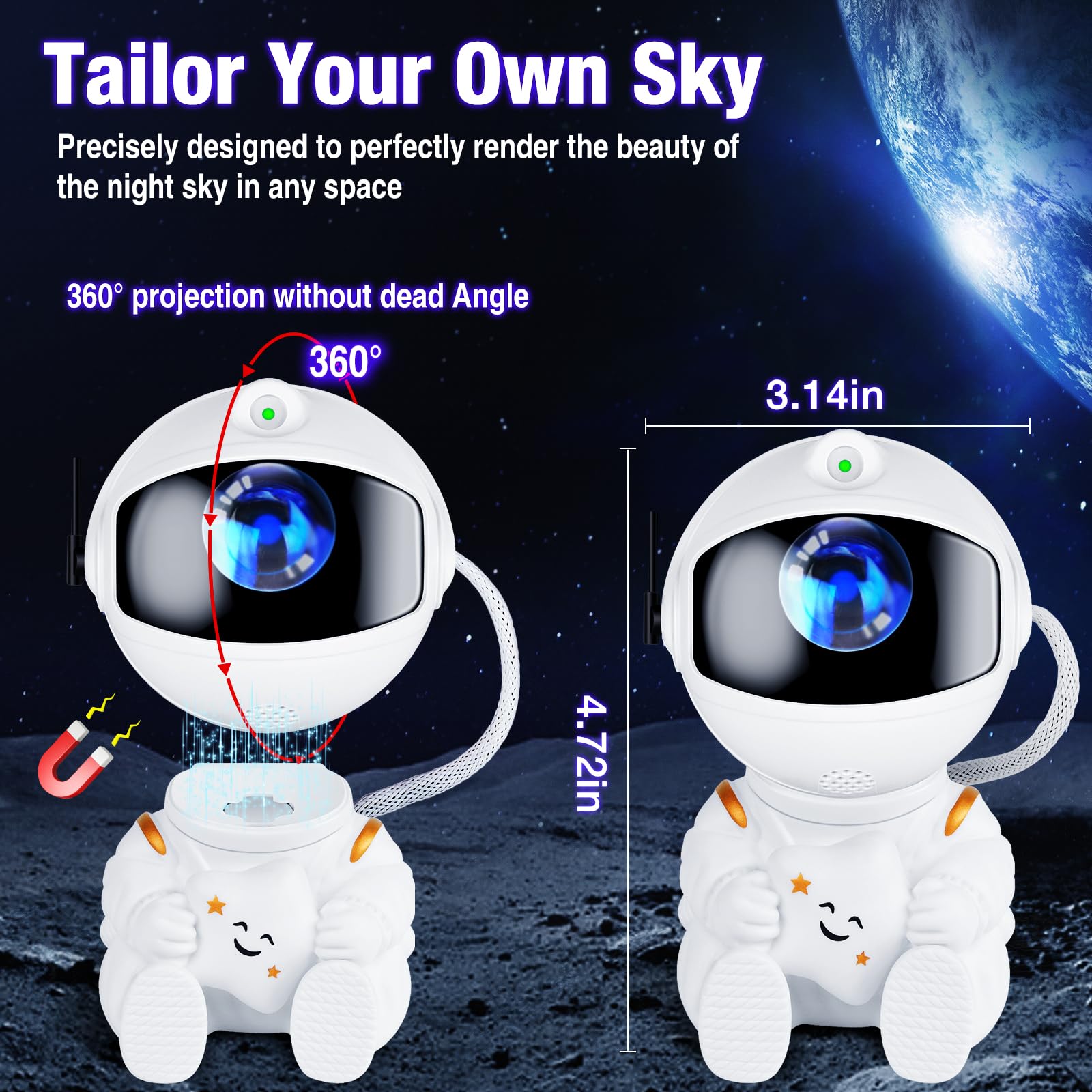 XHSY Astronaut Projector,Star Projector Galaxy Light,Night Light for Kids,Light Projector for Bedroom,Starry Nebula Ceiling LED Lamp,with Remote (White1)