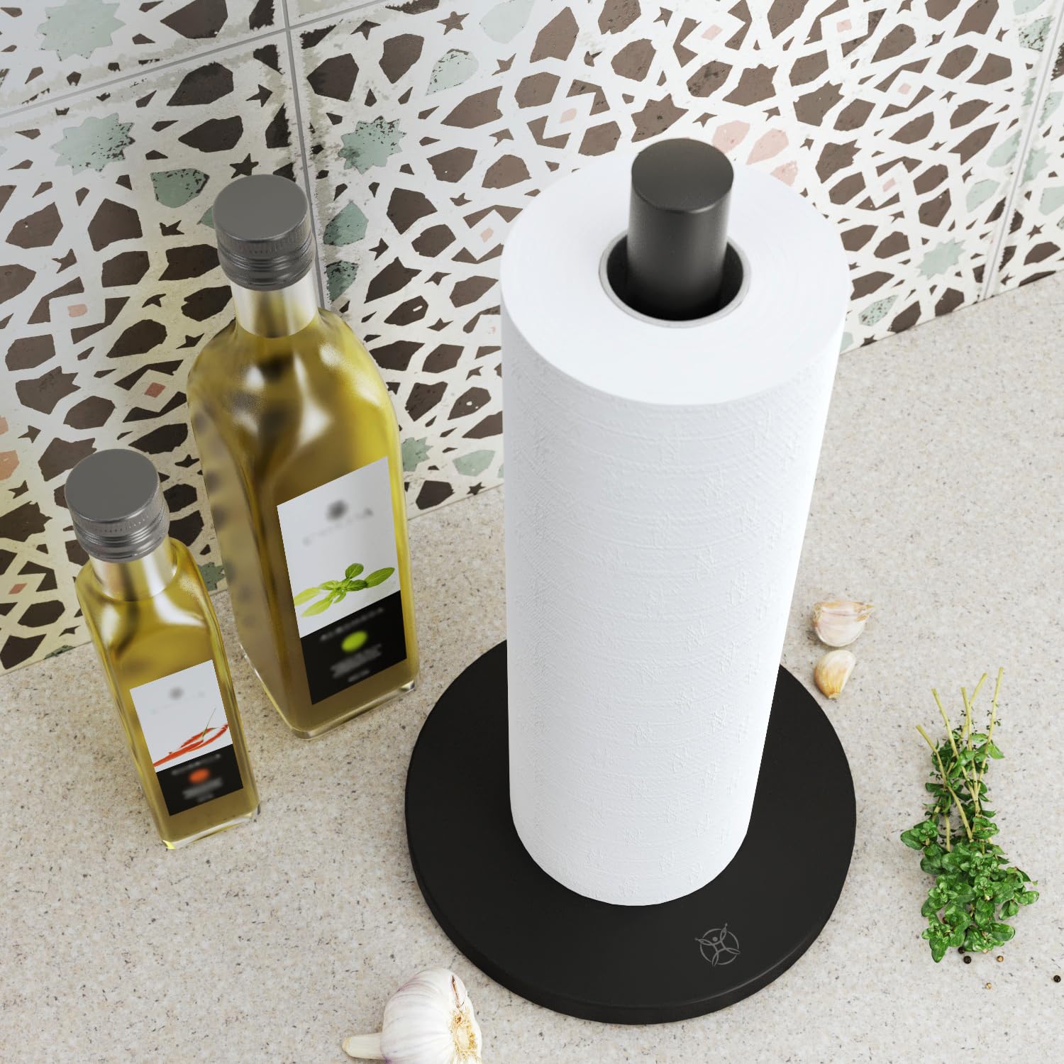 Steelware Central Paper Towel Holder Stainless Steel Countertop Free Standing Matte Black