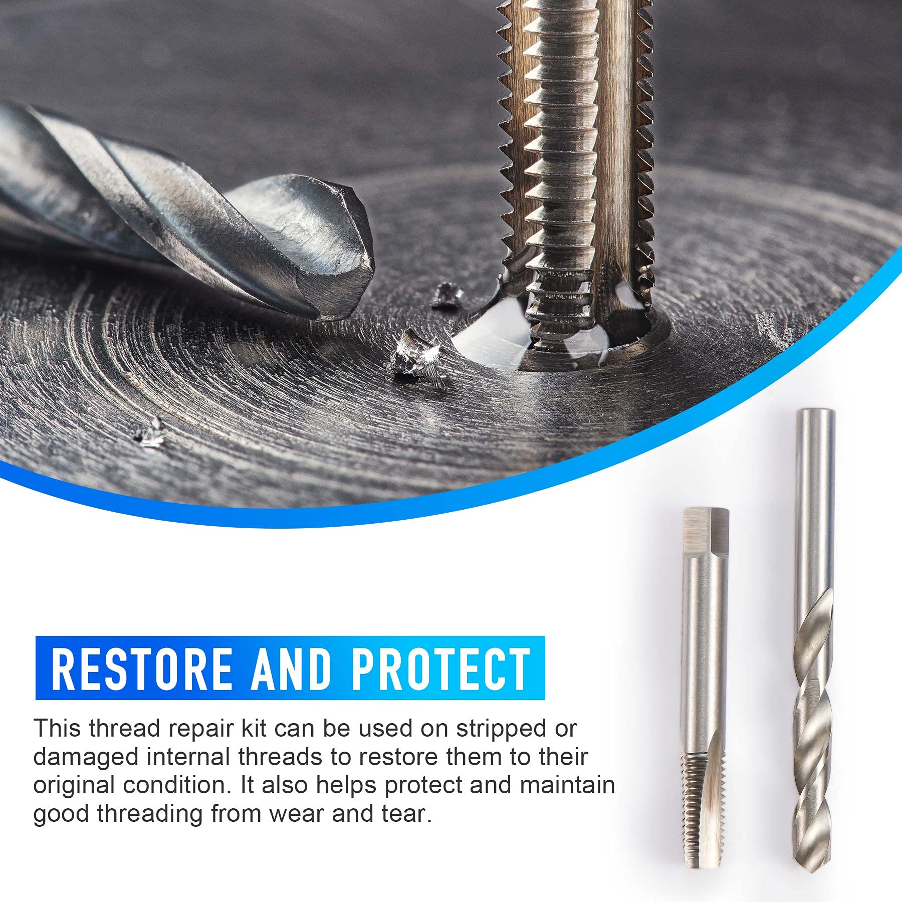 Orion Motor Tech 131PC SAE Thread Repair Kit, HSS Drill Helicoil Kit Standard, 1/4" 5/16" 3/8" 7/16" 1/2"