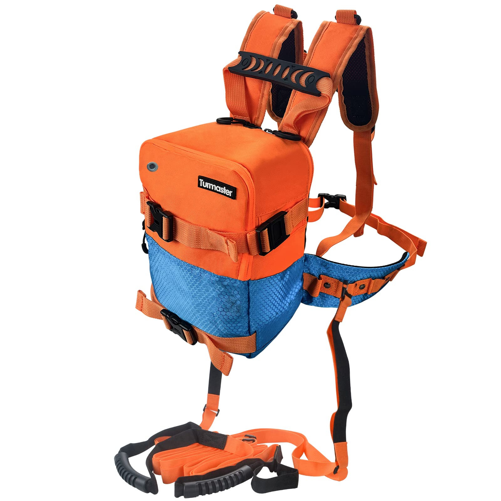 Turmaster Kids Ski and Snowboard Harness Trainer Backpack, Adjustable Ski Training Harness with Shock Absorbing Leashes for Kids Toddlers Beginners, Learn to Ski Safely & Speed Control, Orange