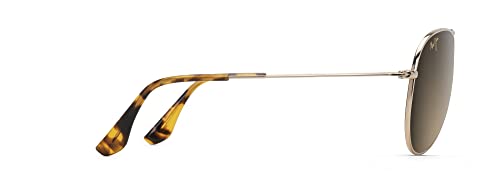 Maui Jim Men's and Women's Mavericks Polarized Aviator Sunglasses, Gold/HCL® Bronze, Medium
