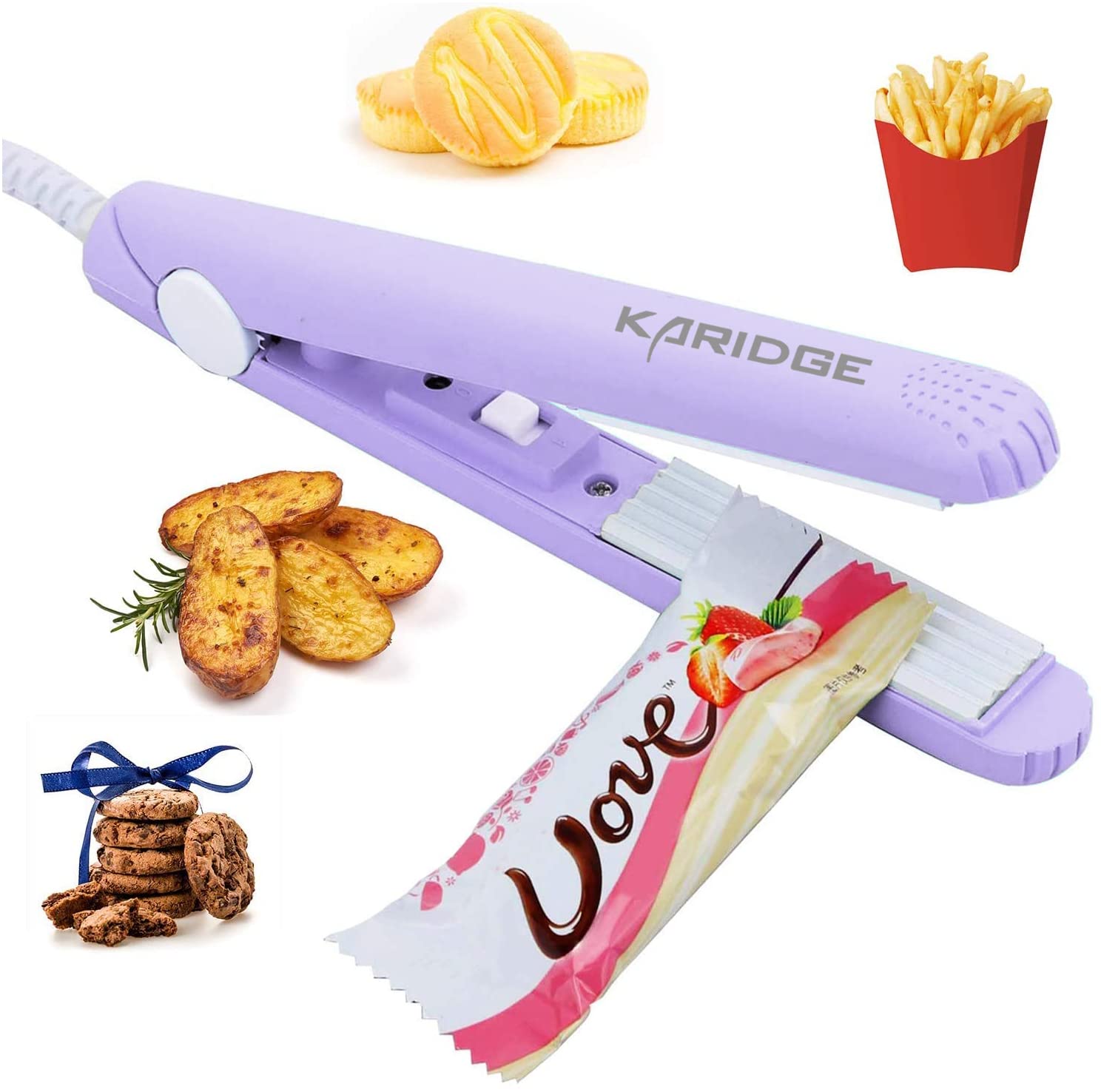 Mini Bag Sealer Heat Seal Kitchen Gadgets, Food Sealer Bag Re-sealer for Food Storage, Handheld Heat Sealer for Chips Bag, Foil Bag, Mylar Bags, Color Street Nails Strips with Storage Case- Purple