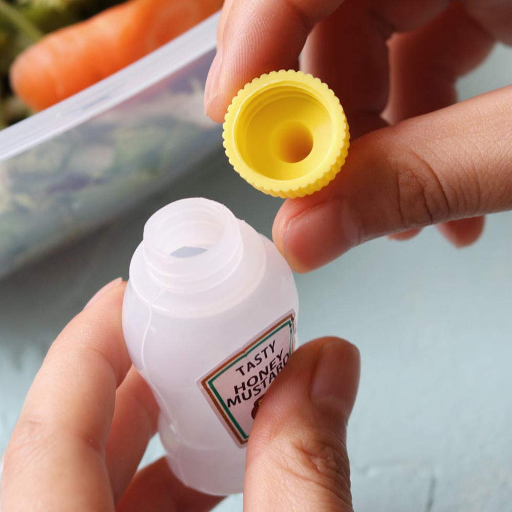 RAYNAG 6 Pack Mini Ketchup Bottles 25ml Mustard Squeeze Bottle Portable Condiment Containers Refillable Honey Sauce Salad Dressing Dispensers Jars for Kids Adults Lunch Bento Box BBQ Camping Travel