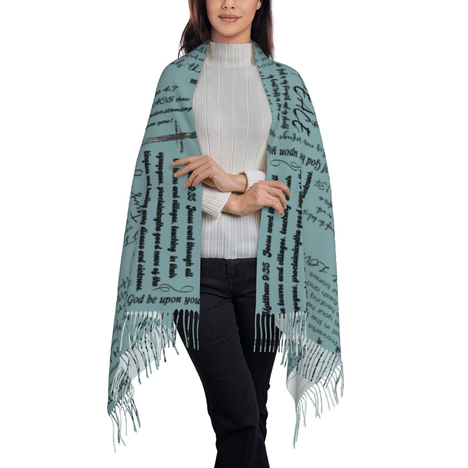 YQIUSM Prayer Shawls Healing Inspirational Scripture Bible Verse Religious Shawl Wrap Blanket Scarf