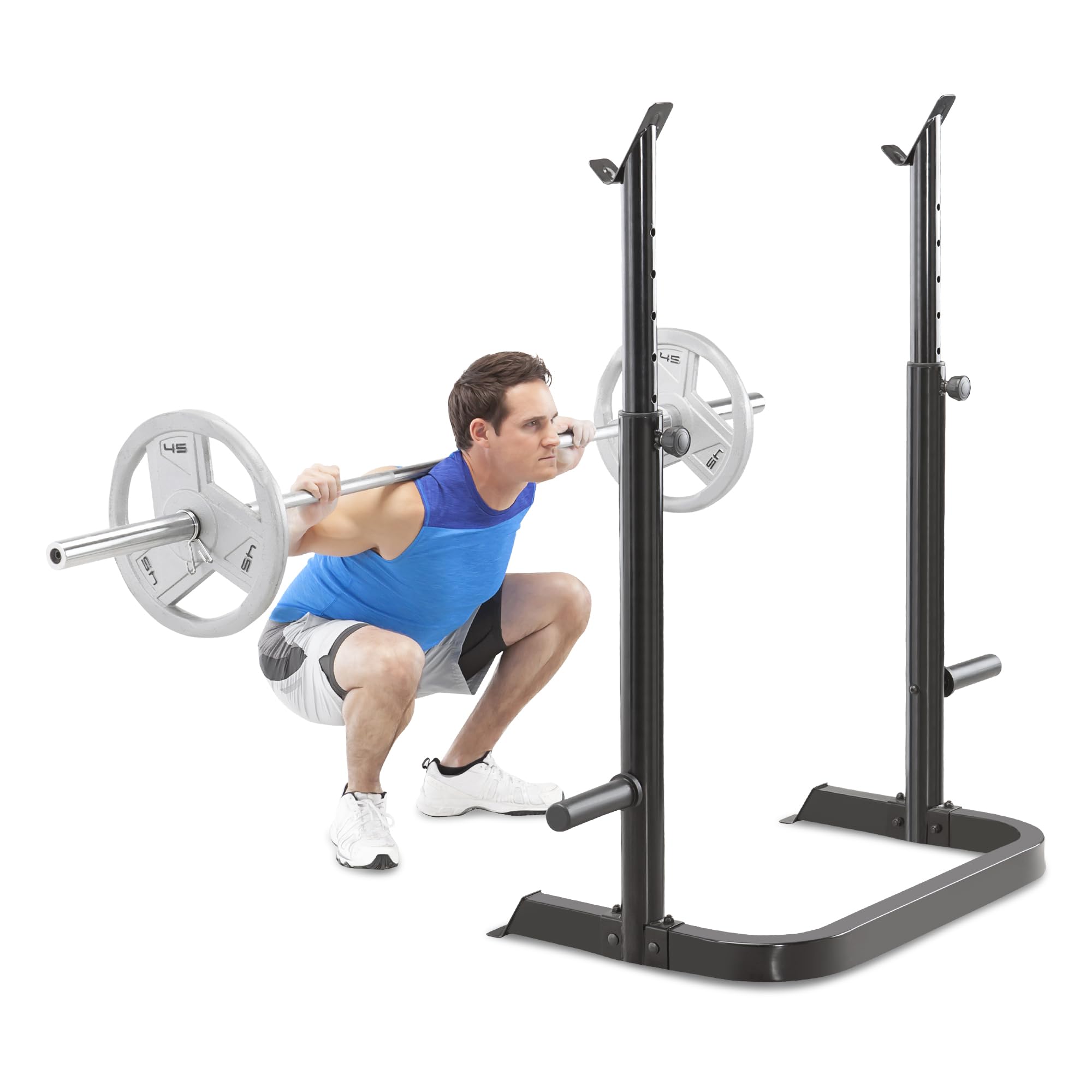 Marcy Adjustable Olympic Weight Bench with Leg Developer and Squat Rack MD-879 black 8.25 x 22.25 x 51.25"