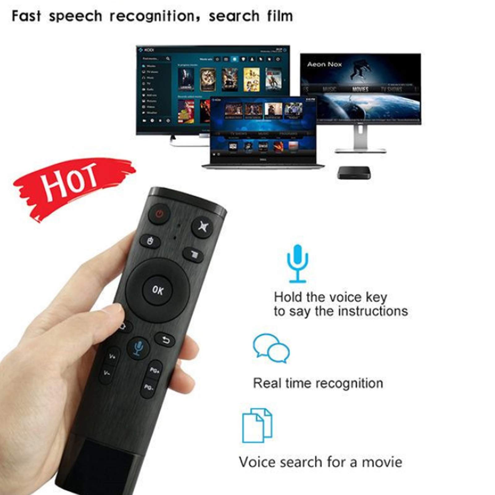 ROSEBEAR 2.4GHz Smart Voice Remote Controller, Smart Voice Remote Controller for Nvidia Shield Android TV Box Smart TV PC