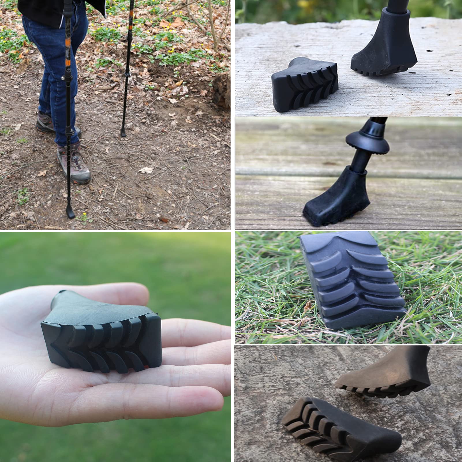 Rubber Trekking Pole Tips 4pcs Walking Hiking Stick Tips Hiking Poles Accessories Replacement Trekking Hiking Sticks Walking Poles Boot Tips Rubber Feet Protectors Fit Most Standard Hiking Poles