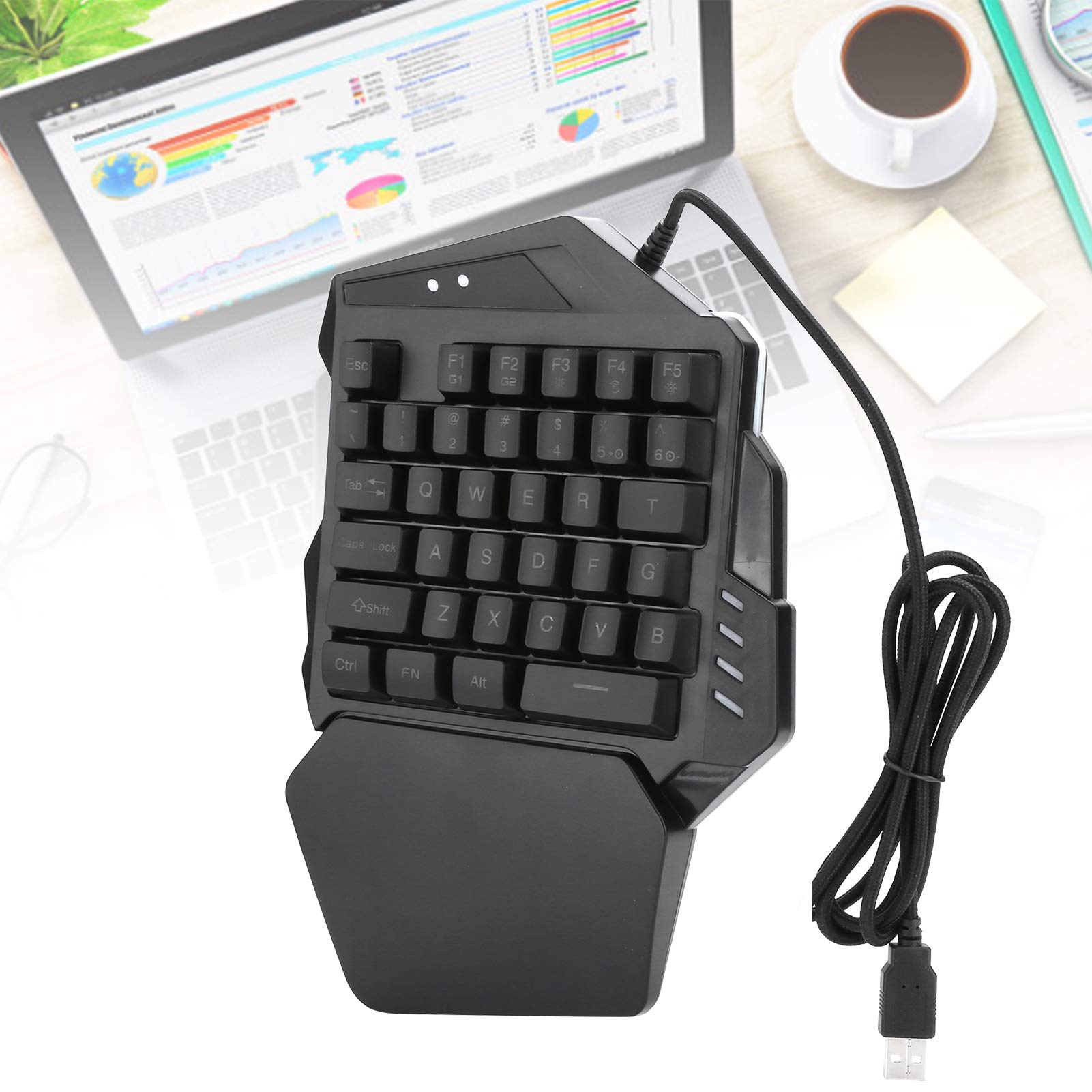 One Handed Mechanical Gaming Keyboard, OneHanded Small Gaming Ergonomic Keyboard BuiltIn Converter RGB Keyboard for Game