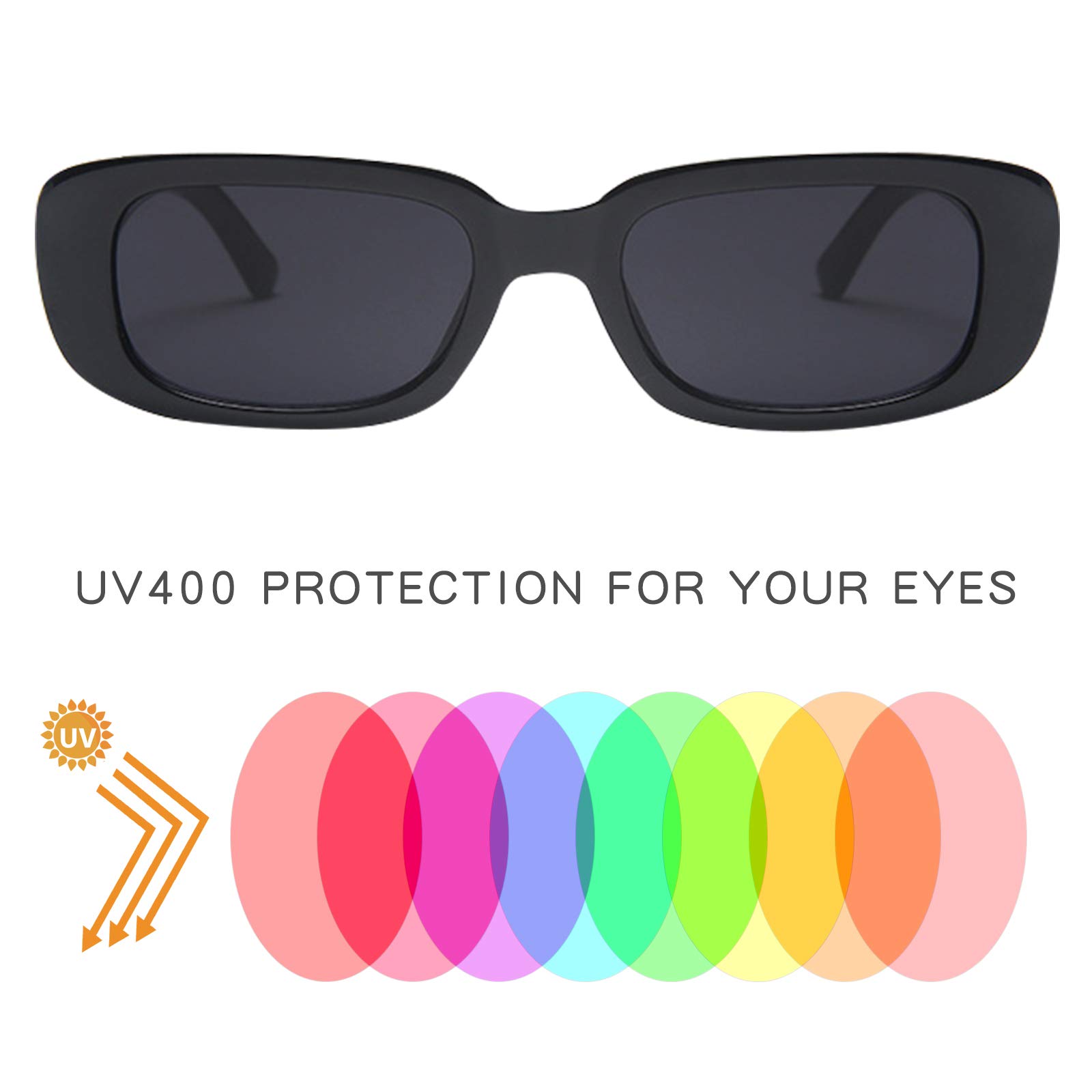 YQVIE 10 Pack Rectangle Sunglasses Bulk for Women Men Colorful Glasses for Bachelorette Party (10Black)