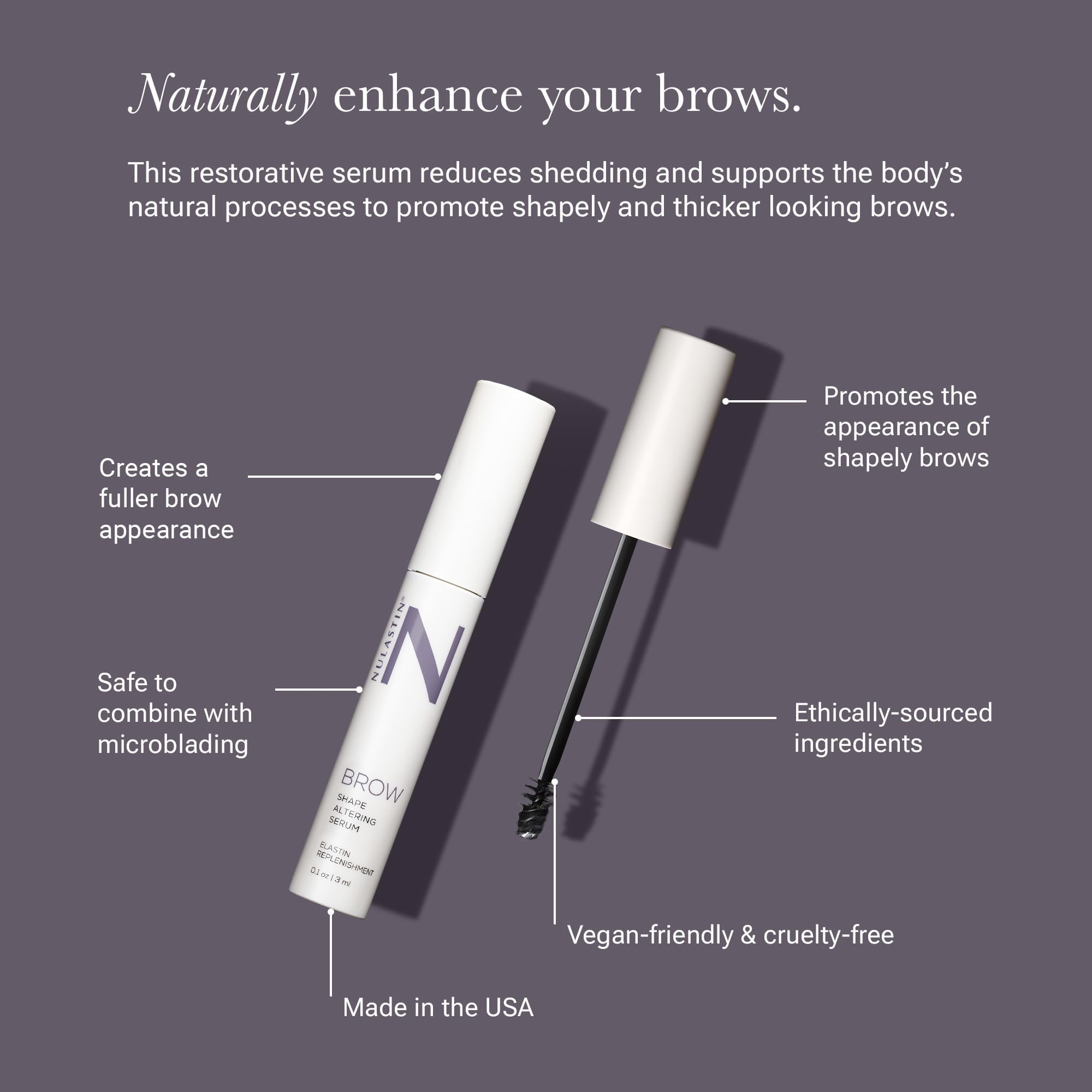NULASTIN BROW Shape Altering Serum with Elastaplex, Eyebrow Enhancing Treatment for Thicker Looking Brows, Vegan-Friendly & Cruelty-Free (3 ml)