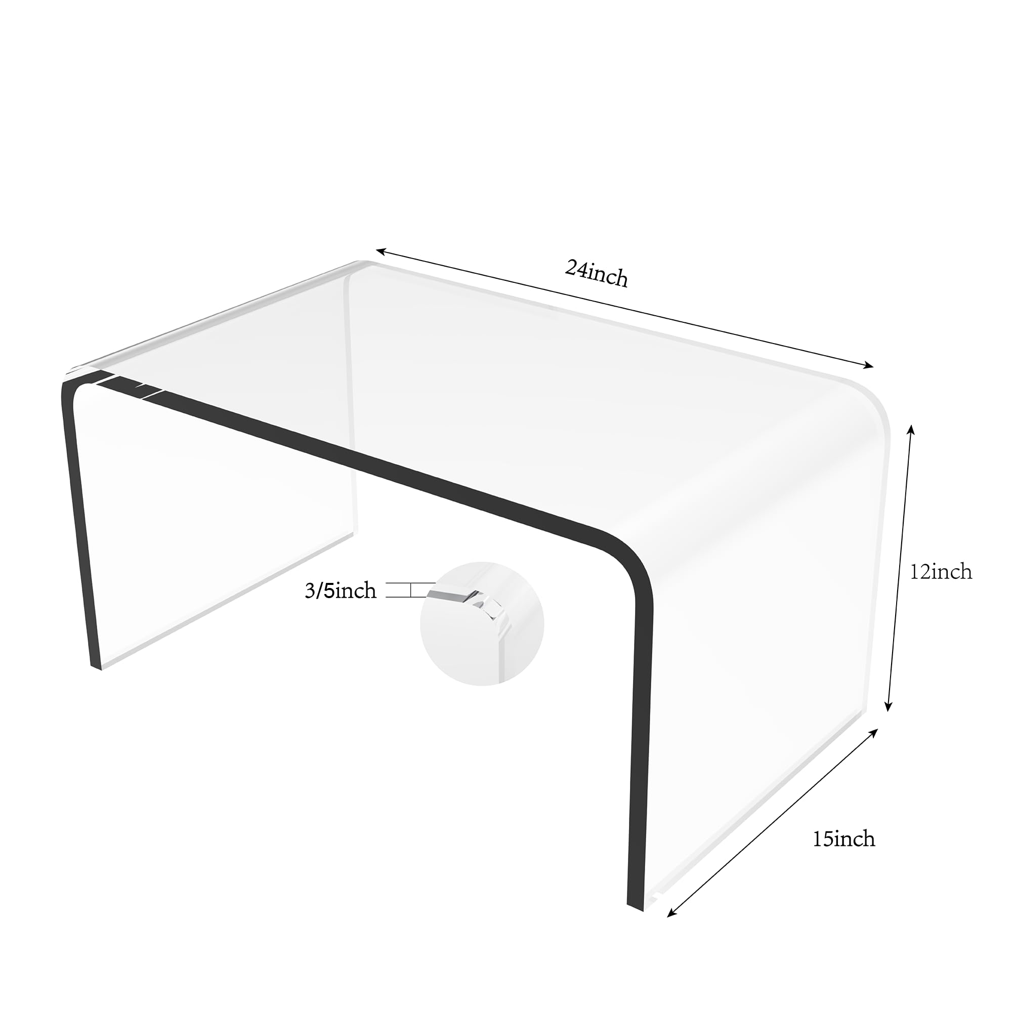 MESAILUP Premium Acrylic Coffee Table, 32" L x 16" W x16'' H x3/4'' Thickness (19mm), Clear Modern Decorative Waterfall Tea Table for Small Living Room, Bathroom, Bedroom and Office