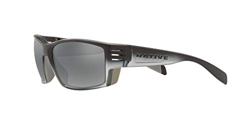 Native Eyewear Raghorn Polarized Rectangular Sunglasses, Smoke Fade/Silver Reflex, 61 mm