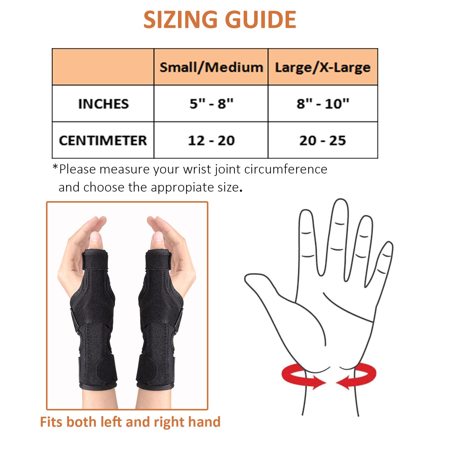 Scurnhau Thumb Brace, Thumb Spica Splint, Thumb Wrist Stabilizer Pain Relief for Arthritis, Tendonitis, BlackBerry Thumb, Trigger Thumb, Sprained, Carpal Tunnel Supporting, Fits Left or Right Hand