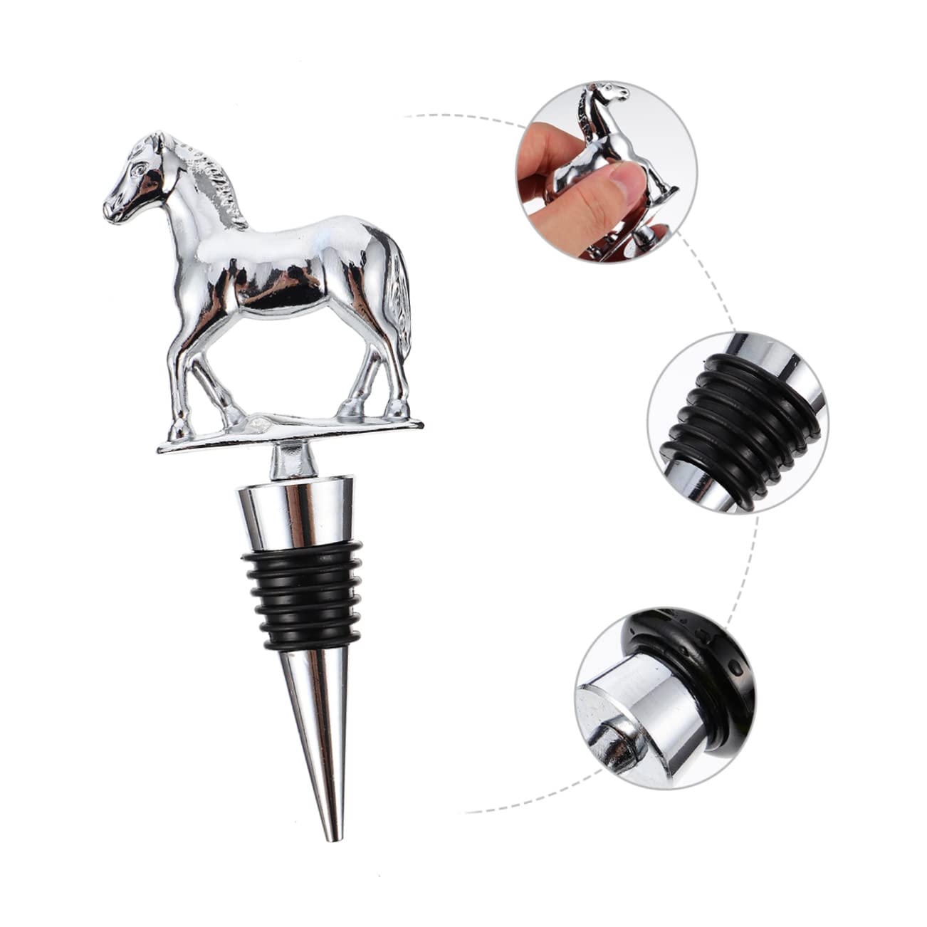 UPKOCH 3 Pcs Cork Champagne Preserver Wine Bottle Plug Wine Bottle Cap Horse Metal Plug Bottle Plug Bottle Metal Stopper Silver Preserver Cork Alloy Wine Preserver Pump Wine Bottle Plug