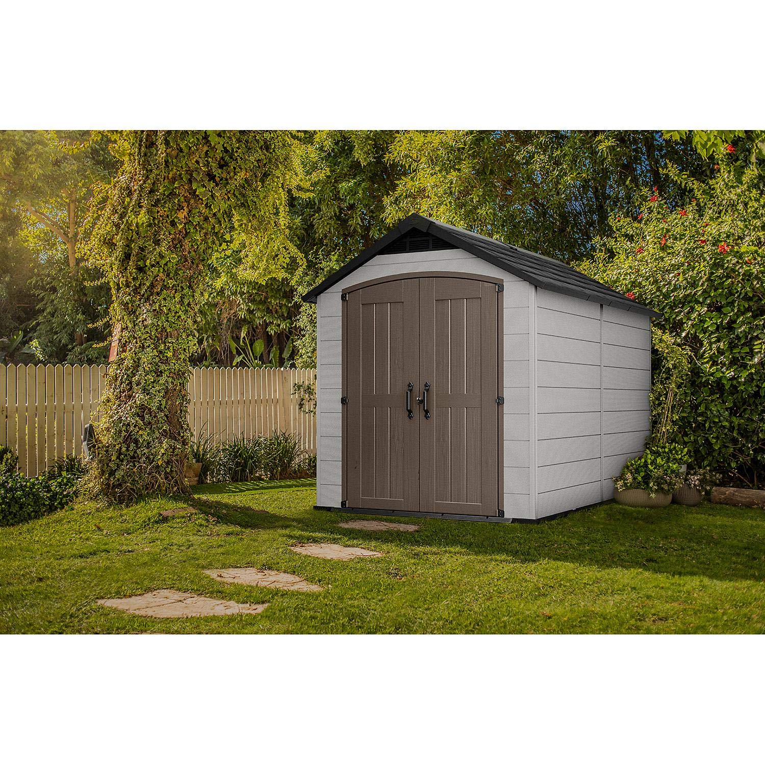 Montfort 7.5' x 11' Resin Outdoor Storage Shed Container Box Patio Garden