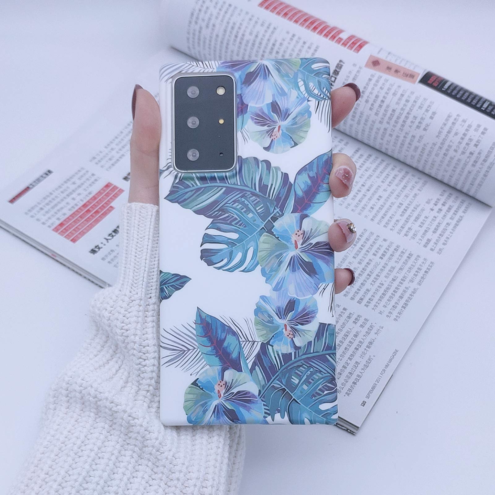 MADINCN Compatible with Samsung Galaxy Note 20 Ultra Soft Floral Case, 3D Purple+Pink+Green Marble Pattern White Shell Design, Rugged Slim fit Shock-Absorbing Soft Rubber TPU Skin Cover Case (Pink)