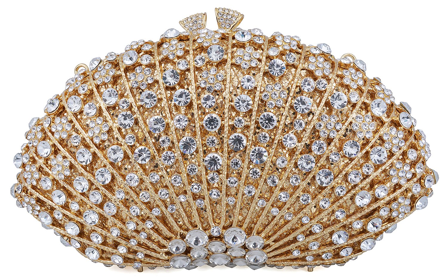 Mossmon Crystal Clutch Women Luxury Rhinestone Evening Bag (Gold)