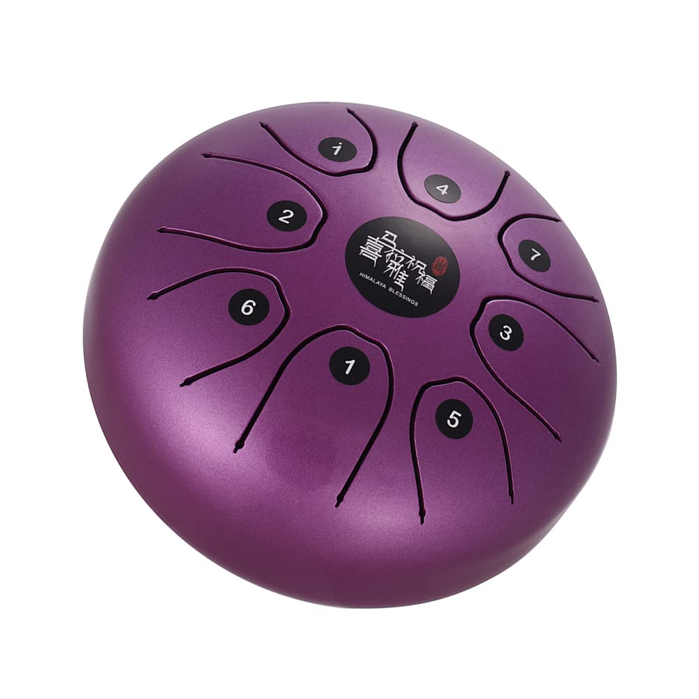 Sasuori 5.5 Inch Mini 8-Tone Steel Tongue Drum C Key Percussion Instrument Handpan Drum with Drum Mallets Carry Bag Purple