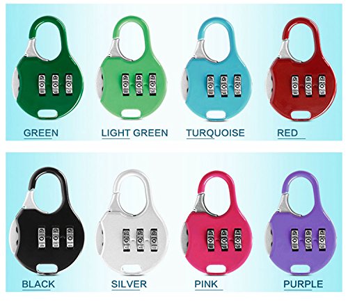 ZPLIUST 3 Digit Combinations Padlock The Safe Cipher Lock Resettable Code Lock, Color Locks (8 Pack)