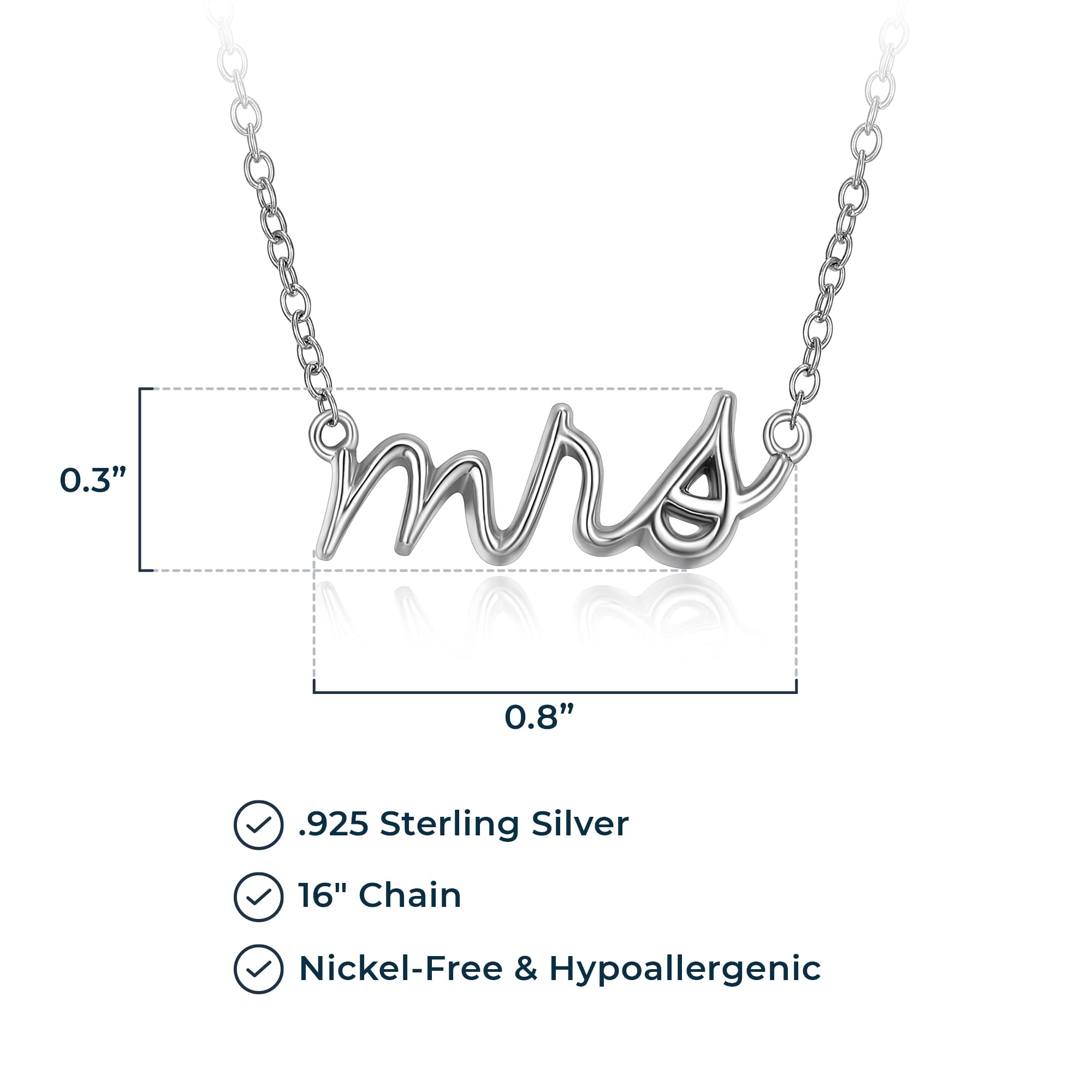 MORGAN & PAIGE Dainty Statement Necklace for Women, Sterling Silver Pendant with Cursive Letters, Everyday Jewelry, 16 inch with 2 inch Extender Chain