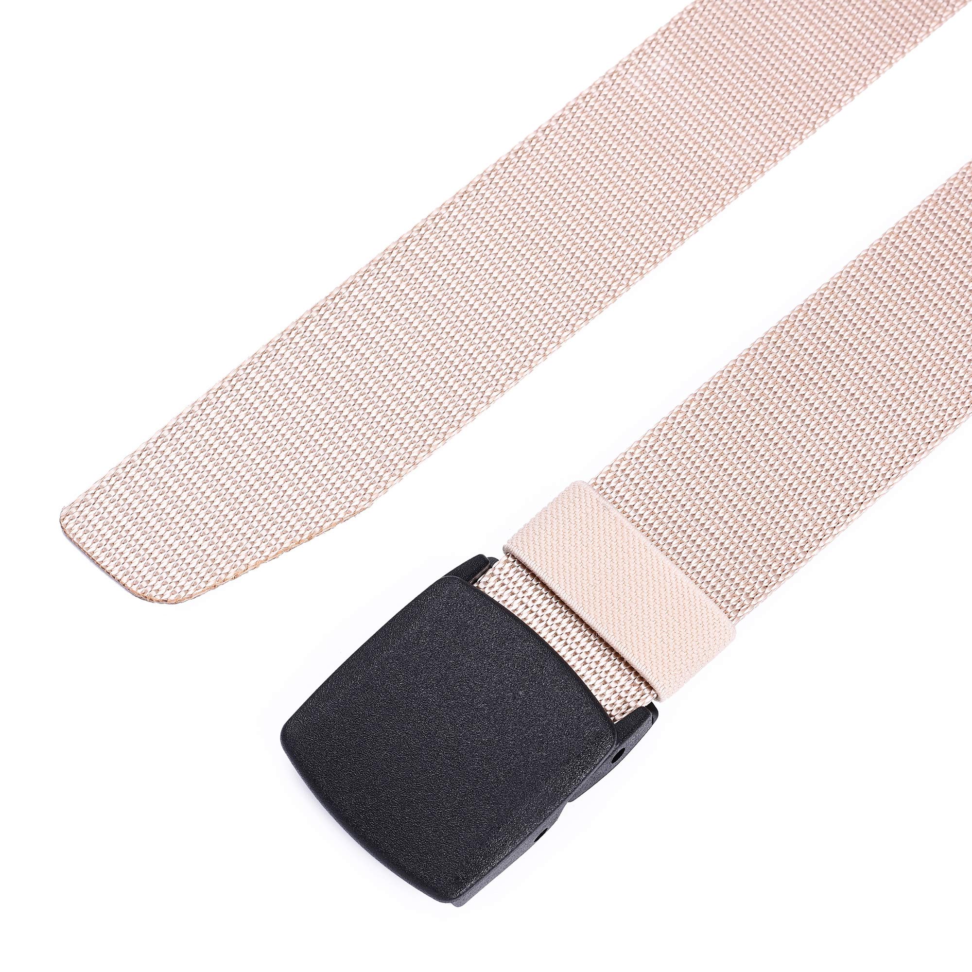 Mile High Life | Nylon Web Belt | Outdoor Military Web Belt | Cut to Fit up to 52β | 1.5β Width | None Metal Buckle Belt (Beige, 142CM)