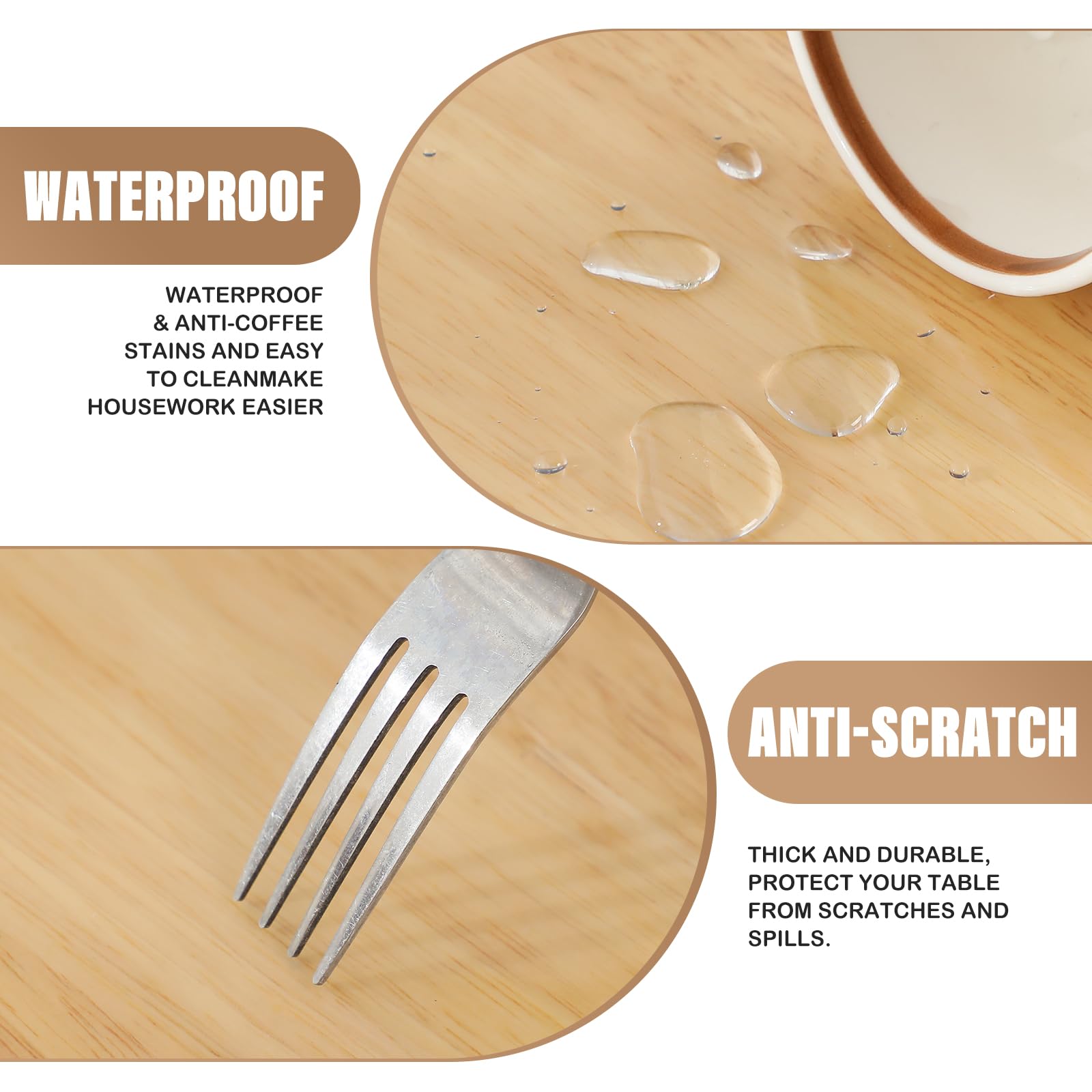 MOCAL Clear Plastic Kitchen Countertop Cover Mat Table Protector Cover Wooden Furniture Tablecloth Wipeable Vinyl PVC Coffee End Table Chair Floors Pad Scratch proof