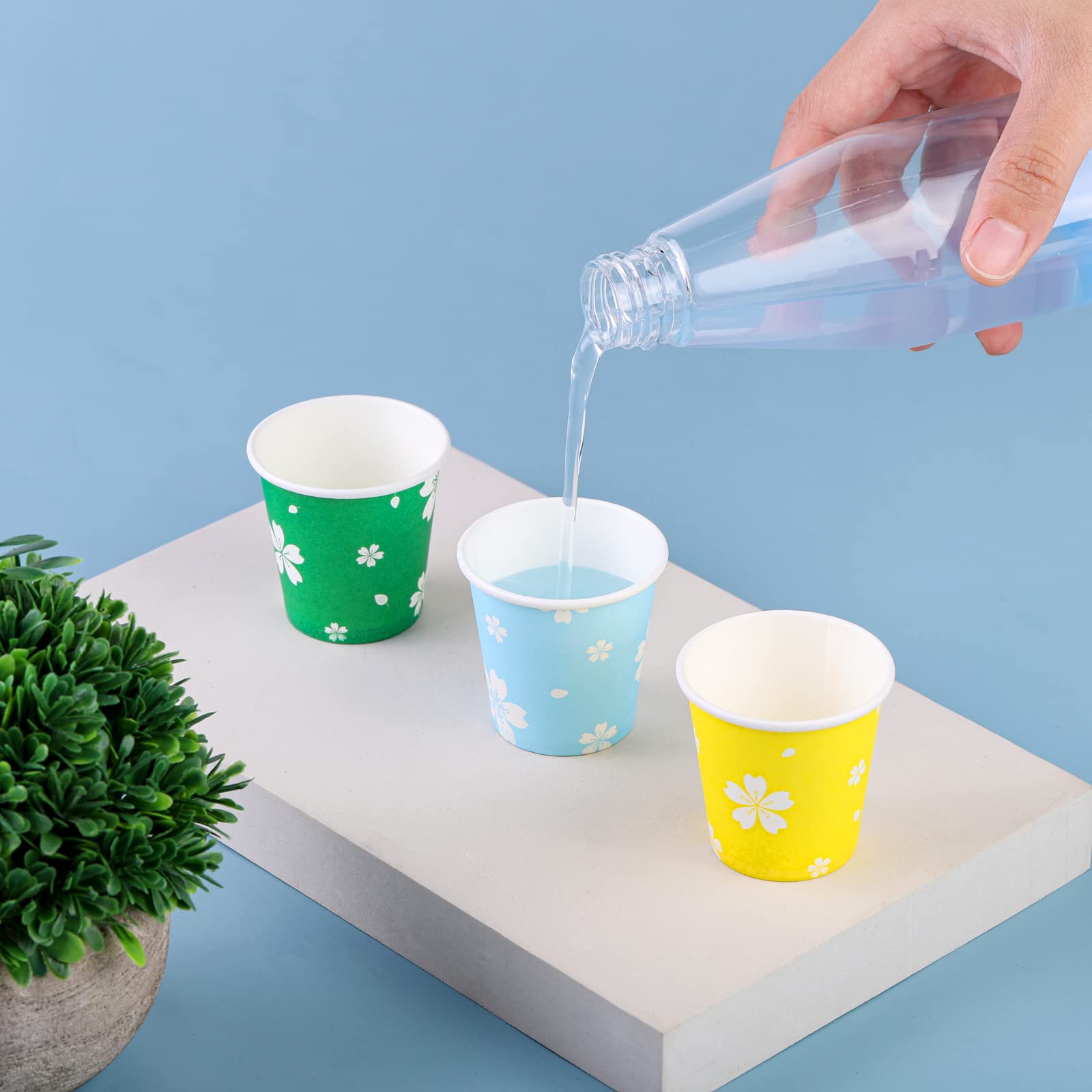 Ruisita 500 Packs 3 oz Paper Cups Small Mouthwash Cups with Floral Patterns Cute Bathroom Cups Espresso Cups Hot Cold Beverage Drinking Cups for Party Home Office