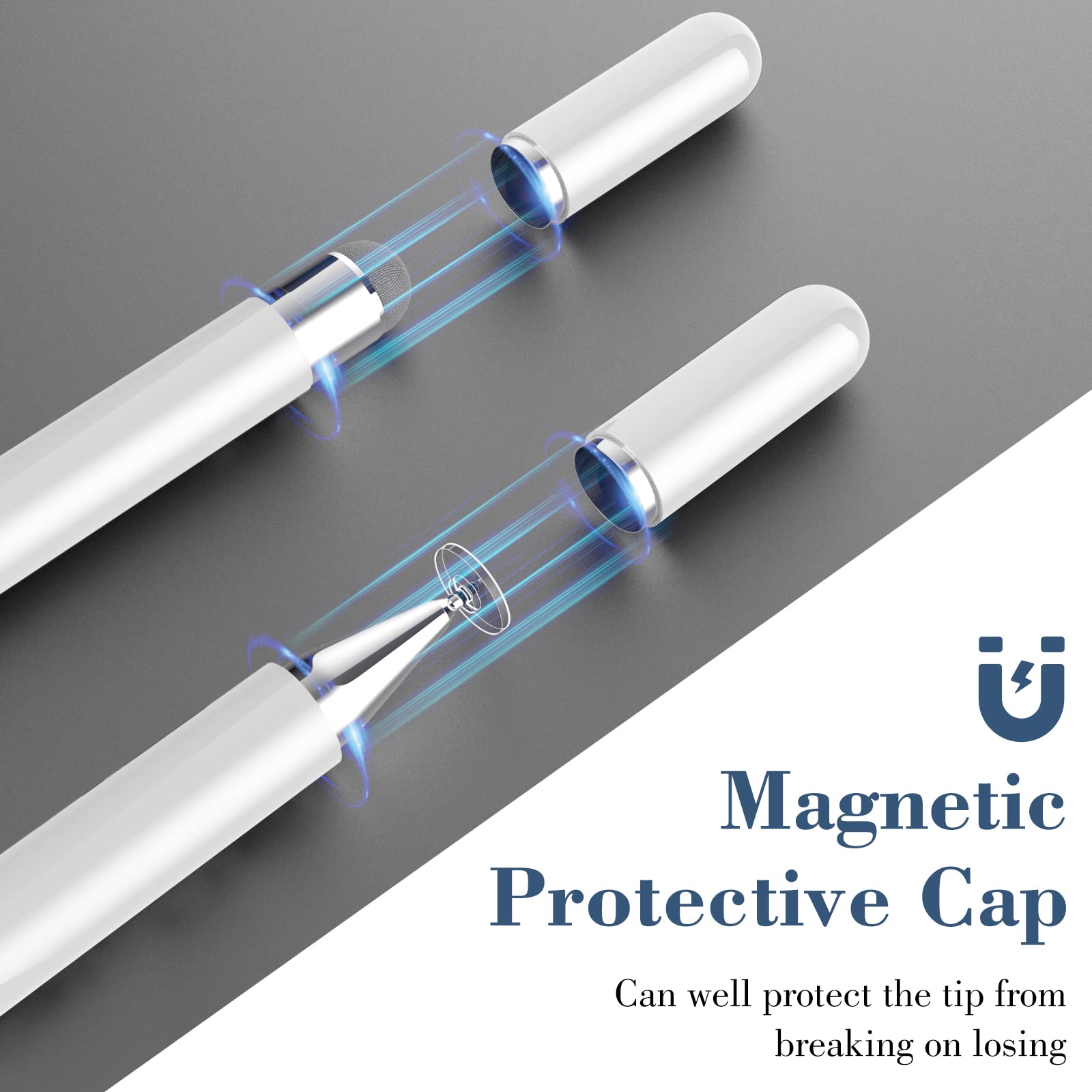 MEKO Magnetic Disc Stylus for iPad Pencil Compatiable with All Touch Screen Devices Including Smart Phones, Computers, Tablets (2-Packs Stylus Pen with Acessories)
