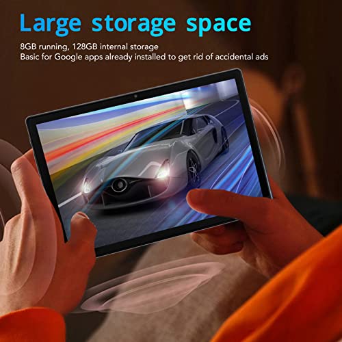 PenRux 10.1in Tablet, Smart Tablet Dual Camera and Speakers 1920x1200 Resolution 8GB RAM 128GB ROM for Entertainment for Studying (Grey)