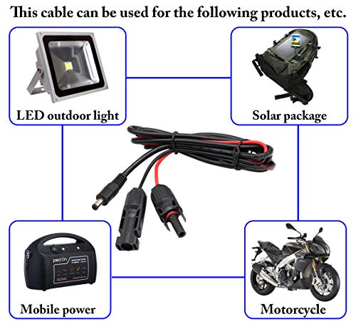 zdyCGTime Solar Adapter Male and Female to DC 5.5mm x 2.1mm Male Solar Power Extension Cable for Solar Panel and Portable Generator Connector to DC Solar Panel Connector Adapter Cables, 1.5m 16AWG.
