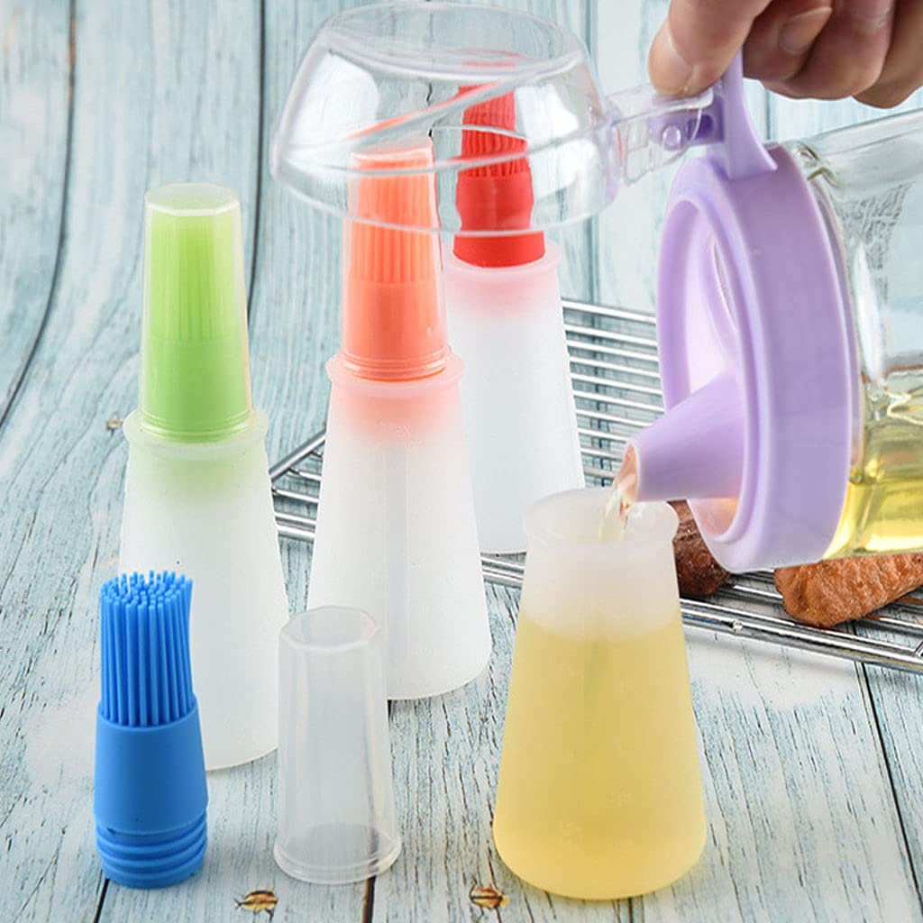 Silicone Oil bottle brush,BBQ/Pastry Basting Brushes,Silicone Cooking Grill Barbecue Baking Pastry Oil/Honey/Sauce Bottle Brush (4 PCS,Multicolor)