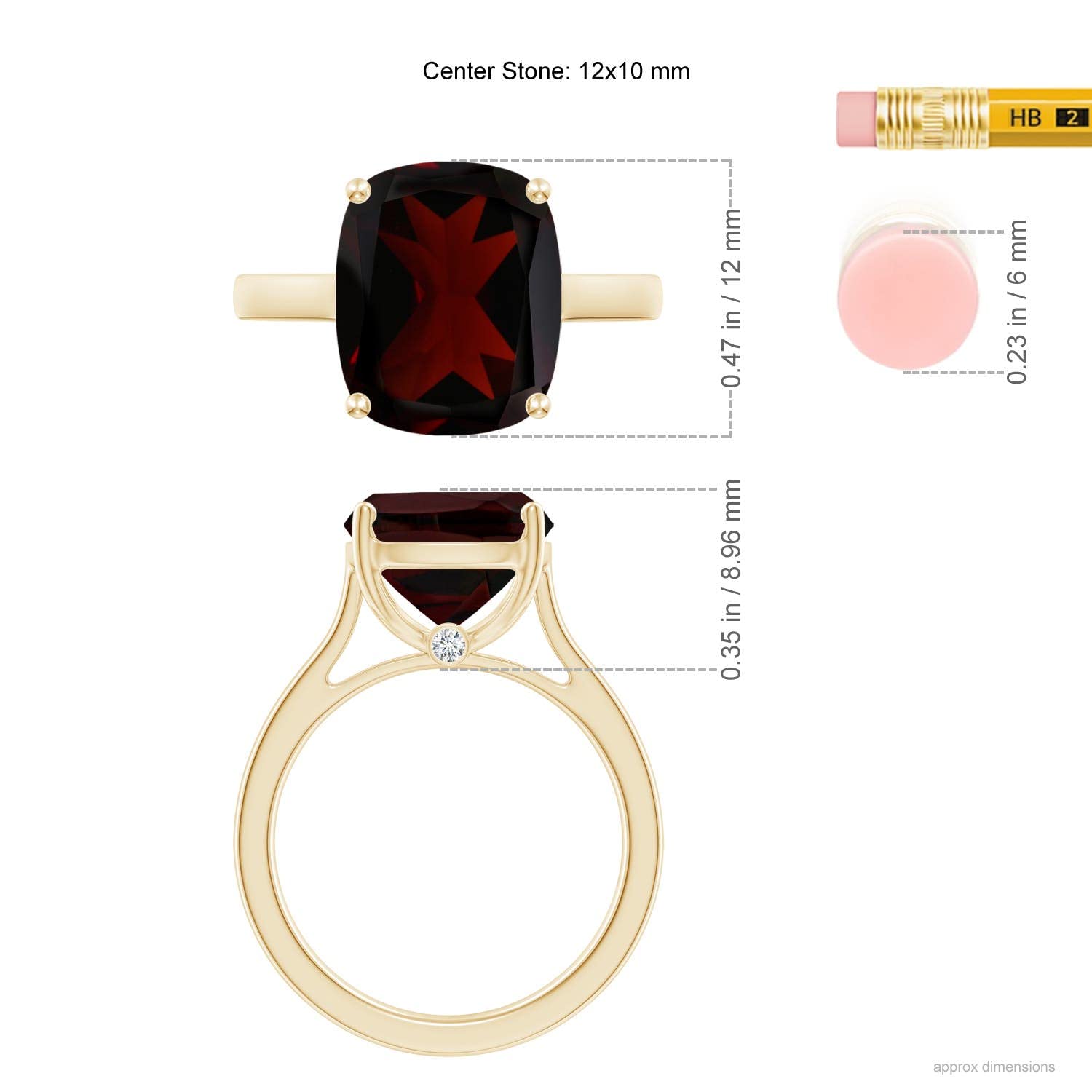 Natural Garnet Solitaire Ring in 14K Yellow Gold (5.35 cttw Garnet) Size - 7 | January Birthstone
