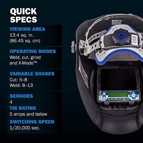 Miller 280045 Digital Infinity Welding Helmet (Black) - Auto-Darkening Welding Helmet with Clearlight 2.0 Technology - Welding Hood Protects Eyes, Neck, & Face - Welding Mask With 13.4 sq. in. View