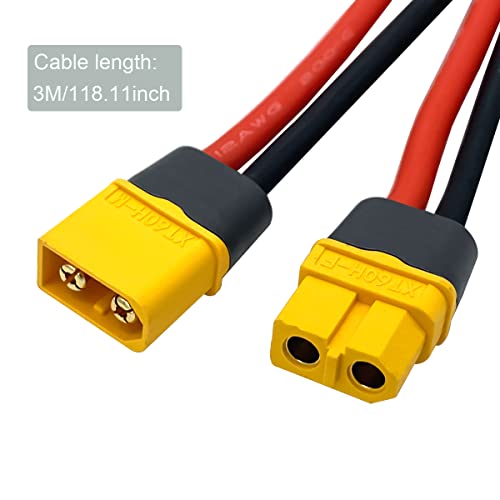 XT60 XT60h Extension Cord 10Ft with Female Male for Solar Generator Portable Power Station Solar Panel RC Battery Lipo Battery Pack Portable Power Station 12Gauge Flexible Silicone Wire Cord(10Ft )