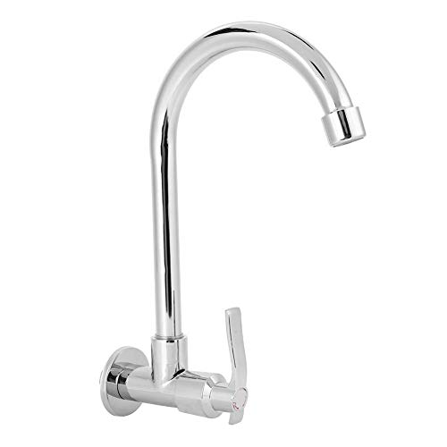 Wifehelper Household Kitchen Faucet Single Cold Wall-Mounted Faucet Tap G1/2in Rotate (Without Hose)