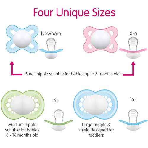 MAM Original Baby Pacifier, Nipple Shape Helps Promote Healthy Oral Development, Sterilizer Case, Attitude/Girl, 0-6 (Pack of 2)