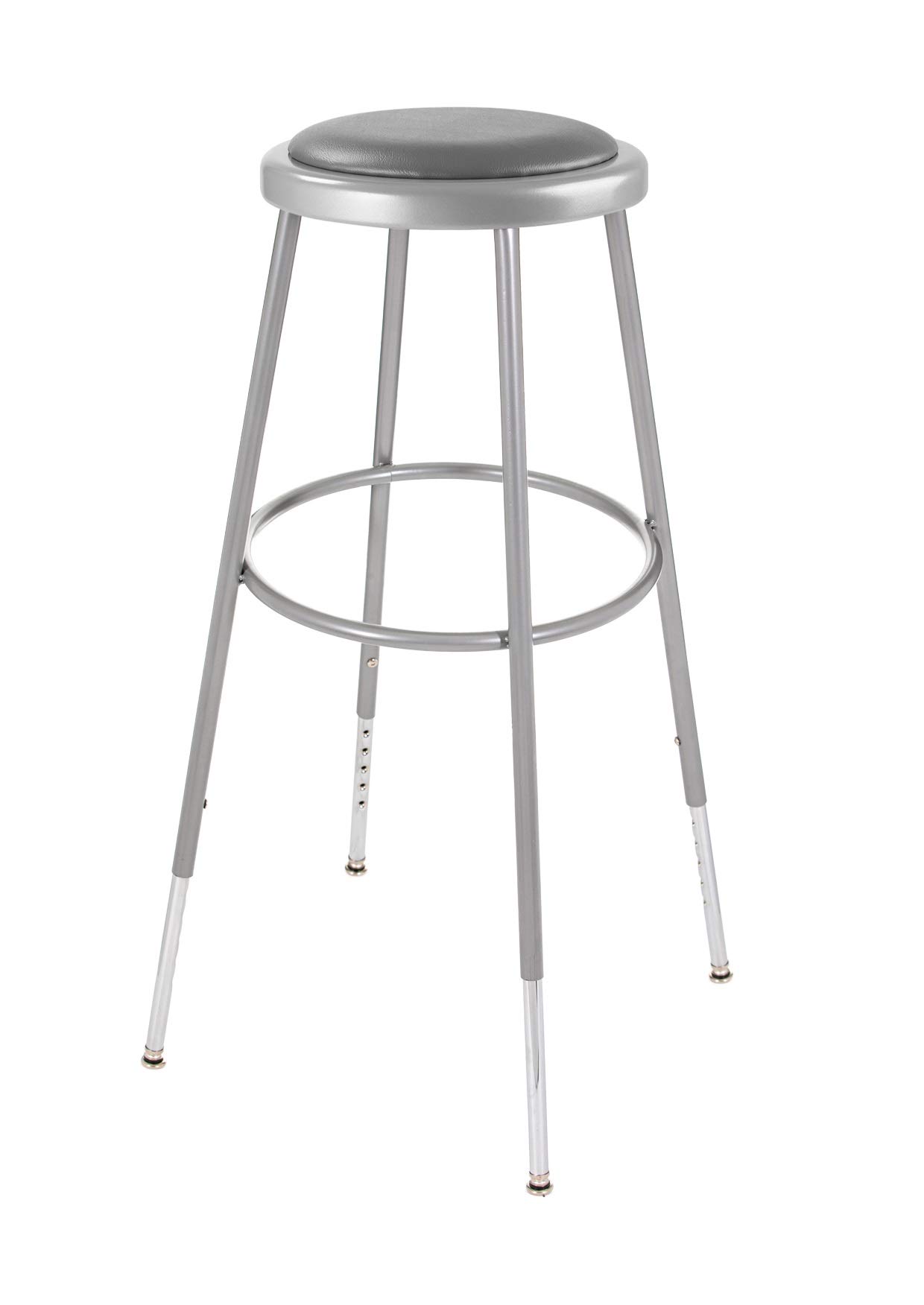 OEF Furnishings (2 Pack) Height Adjustable Grey Vinyl Padded Stool, 31-38" High