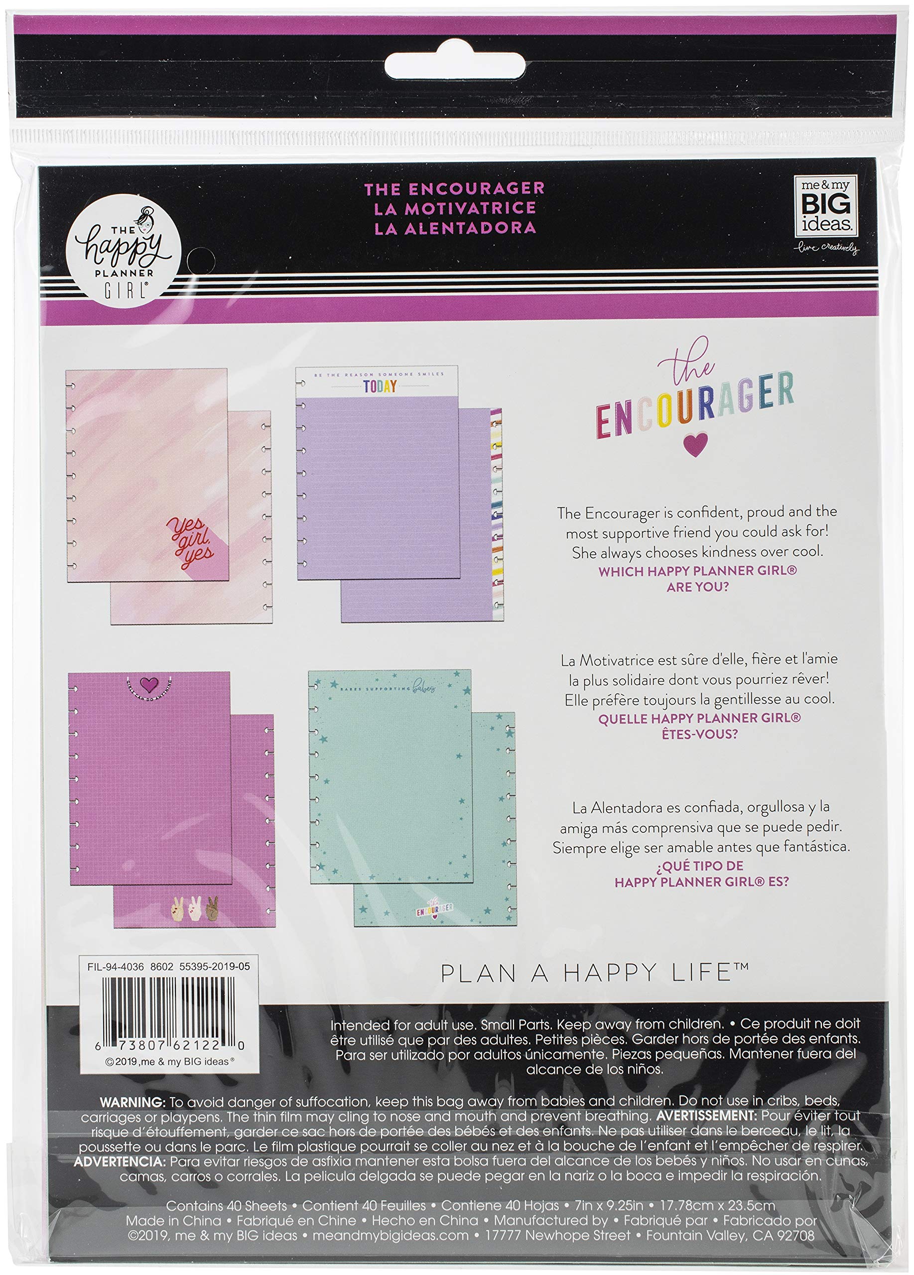 ME & MY BIG IDEAS Planner Fill Sheet, Encourager Yes